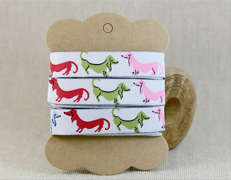 Dog Embroidered Ribbon, Animal Ribbon - Folksy