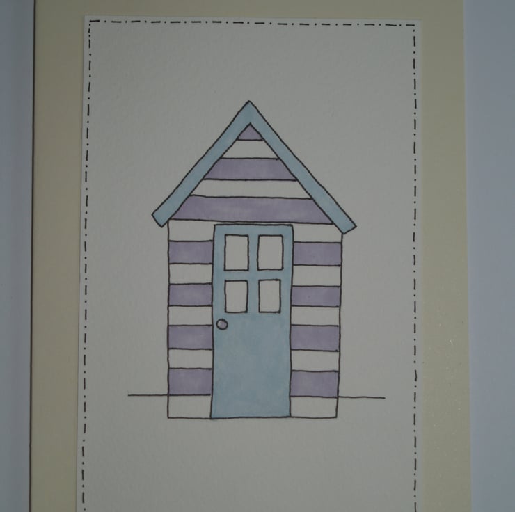 Trio of Beach Hut cards - Folksy