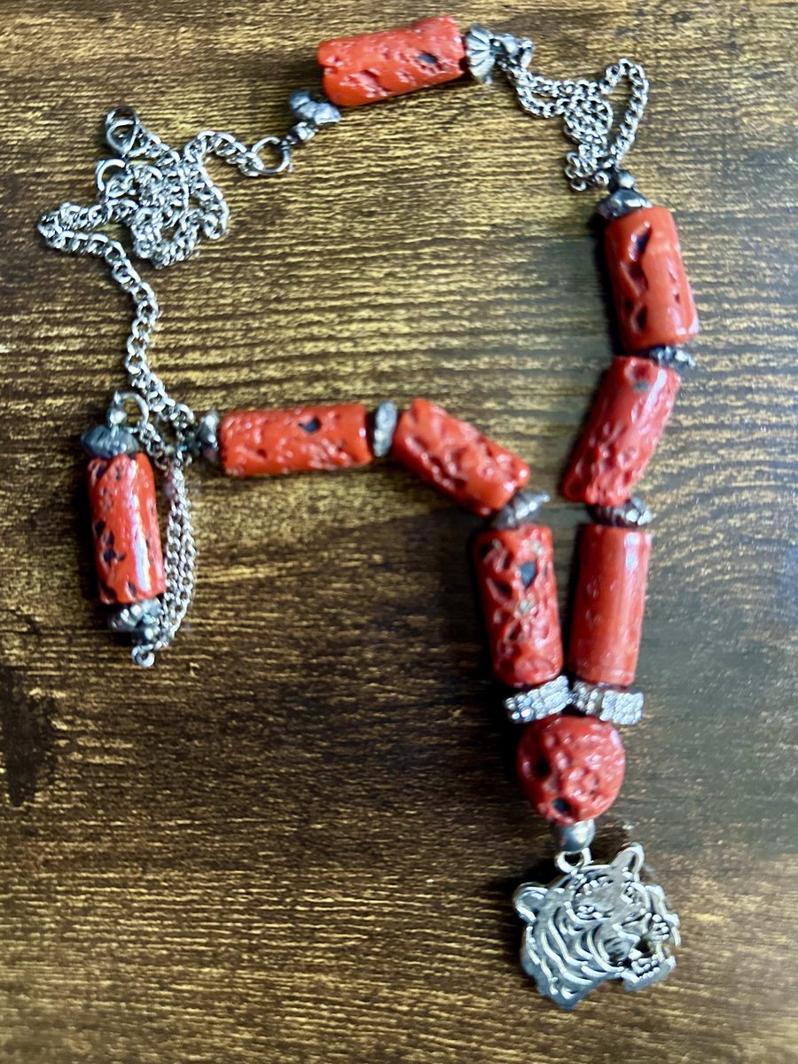 Handmade Necklace made with Red Coral Gemstone ... - Folksy