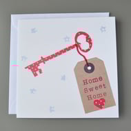New Home card with red key - Folksy