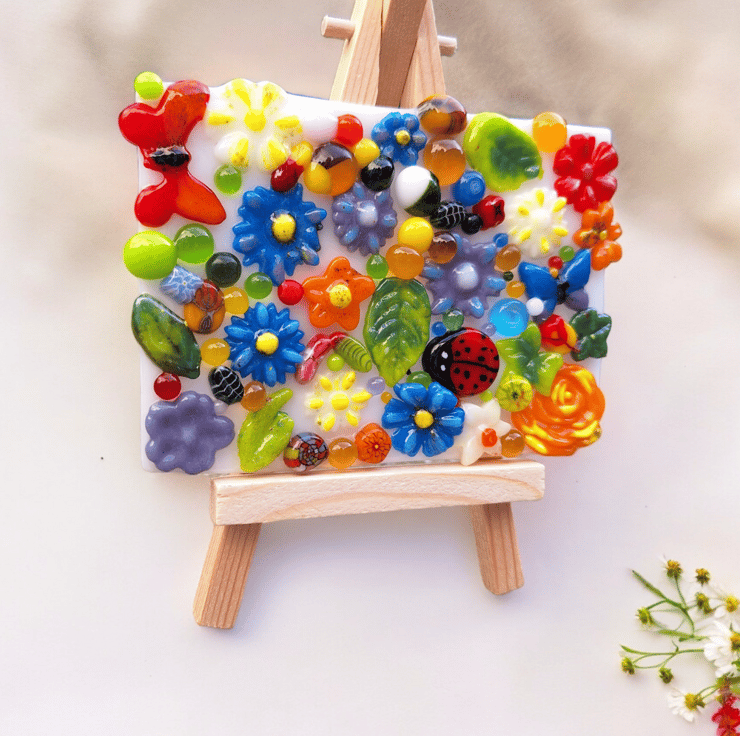 Fused Glass Meadow 3D Picture on Easel Stand - ... - Folksy