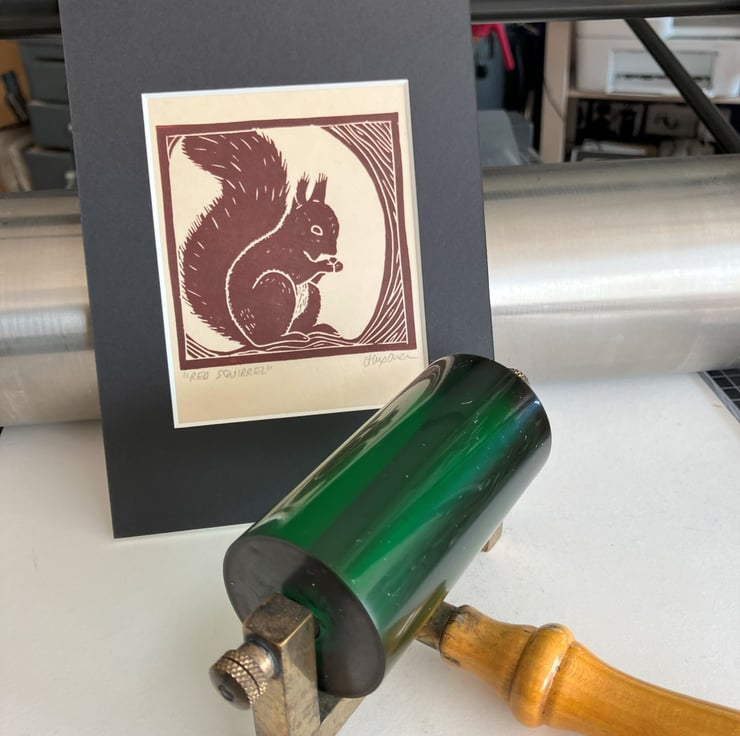 Lino Print - Red Squirrel - Folksy