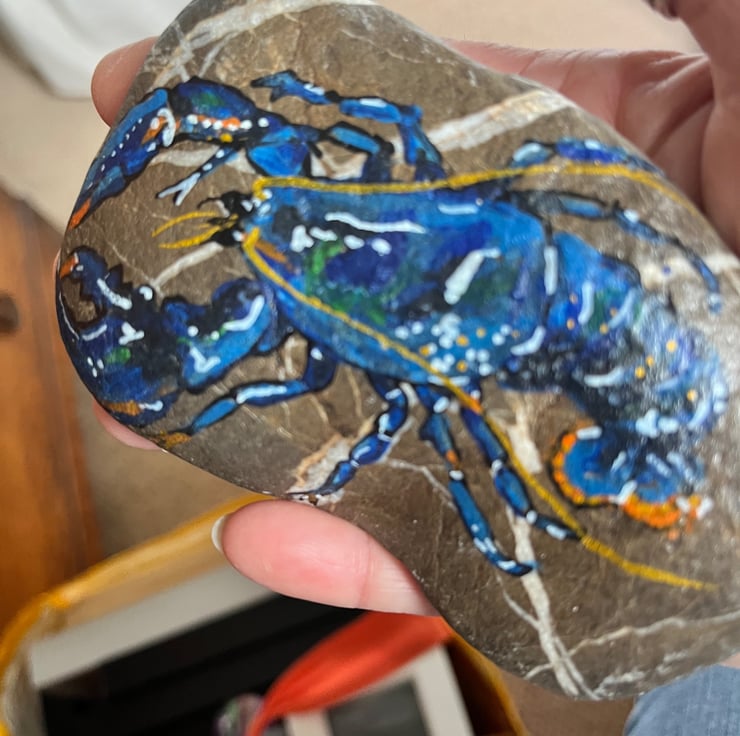 Blue Lobster hand painted and varnished paper w... - Folksy