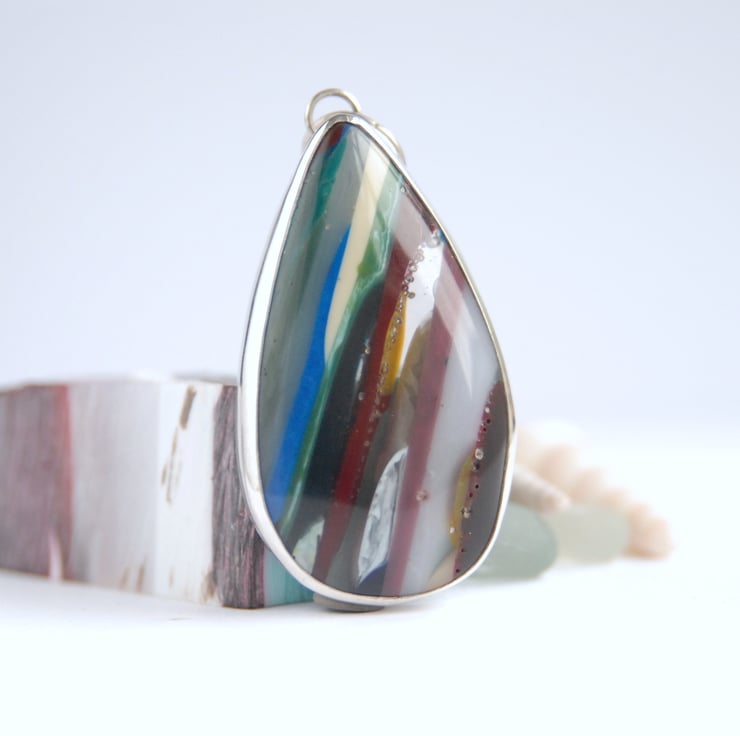 Large Californian surfite and silver pendant - Folksy
