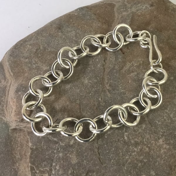 Sterling Silver Chunky Chain Link Bracelet, Cla... - Folksy