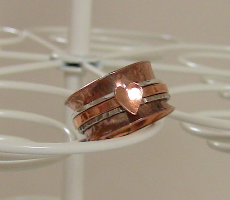 Copper and Sterling Silver Anticlastic Ring wit... - Folksy