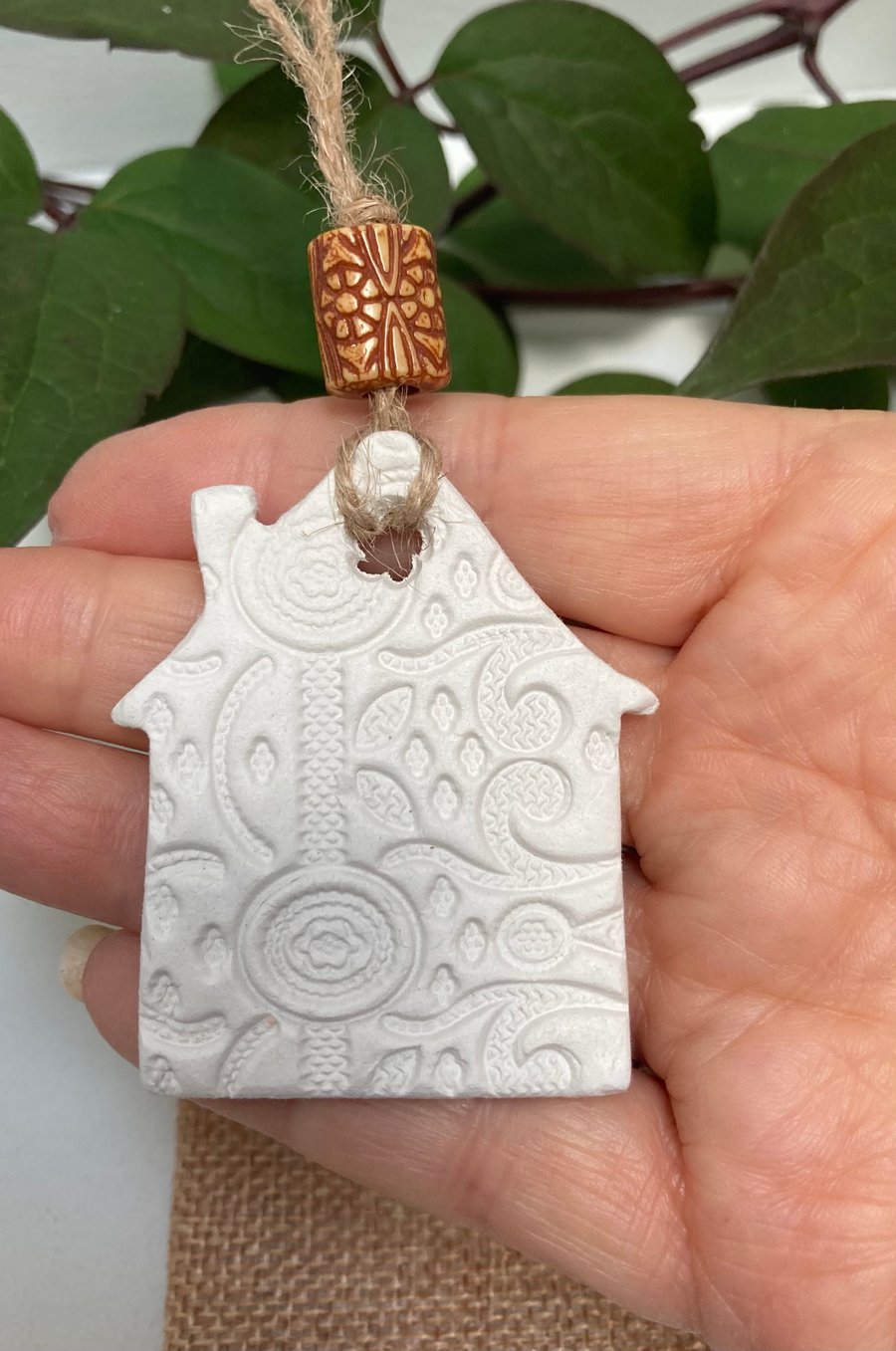 Air Dry Clay House Hanging Decoration Aromather... - Folksy