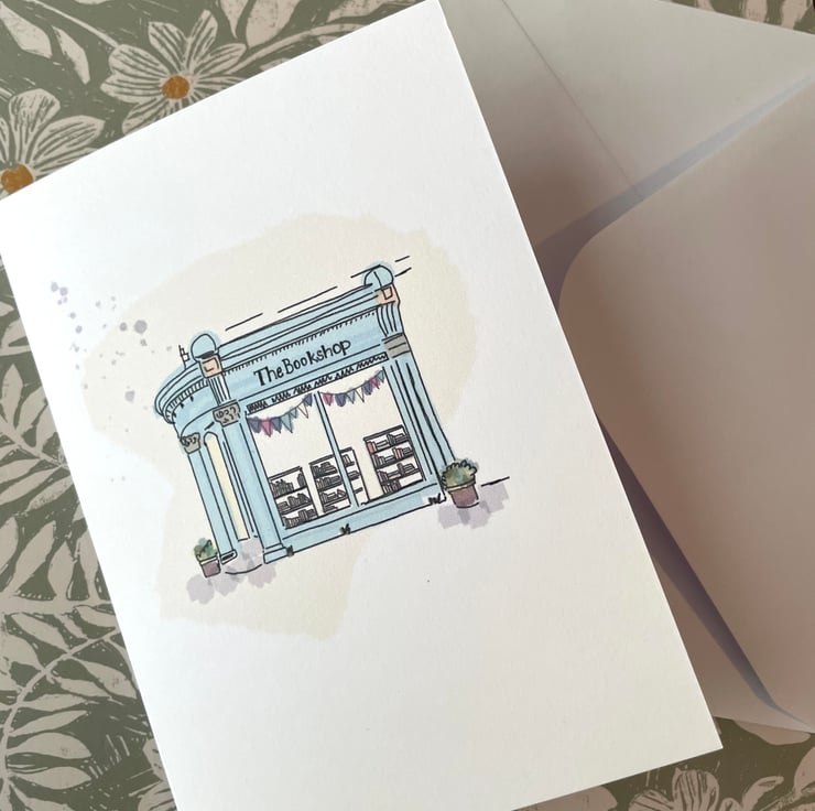 The Bookshop Pretty illustration greeting card - Folksy