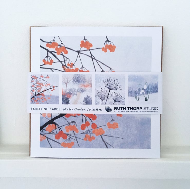 Winter Garden Greeting Cards pack of 4 blank il... - Folksy