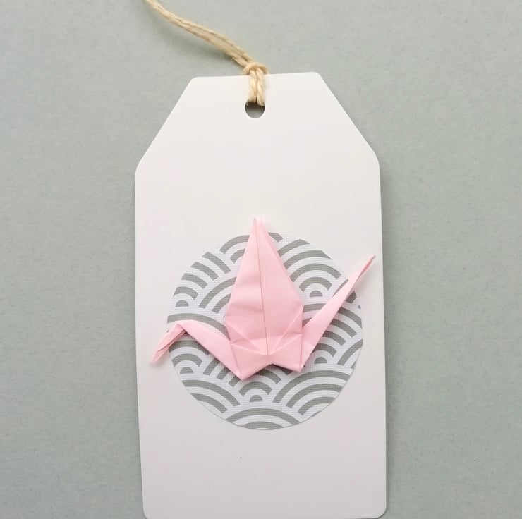 3 crane gift tags in purple, pink and blue - Folksy