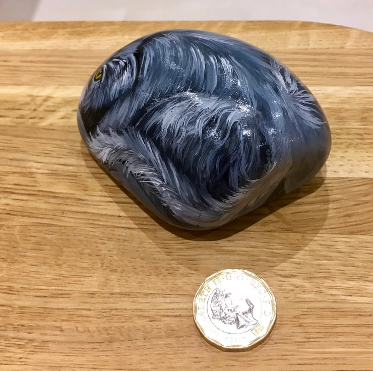 Cat hand painted pebble garden rock art pet Por... - Folksy