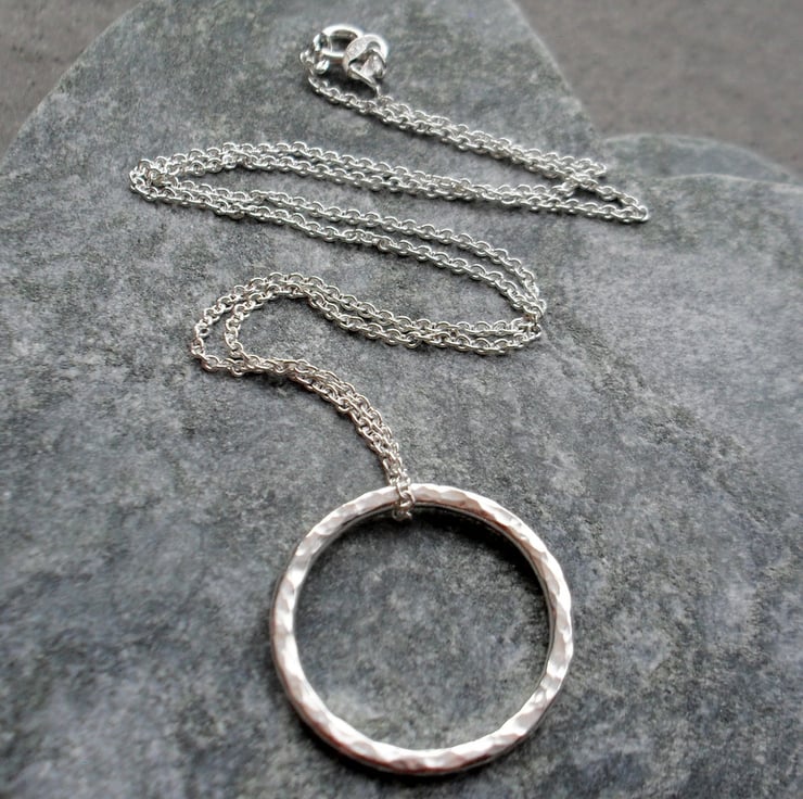 Argentium Silver Circle Pendant With Sterling S... - Folksy