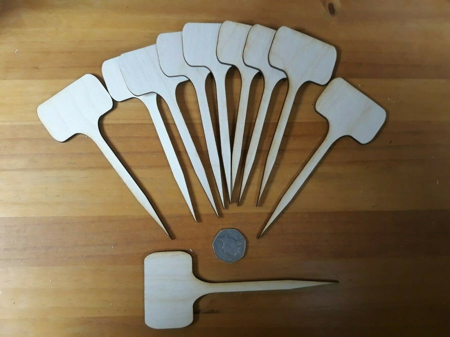 10x garden plant labels t-type wooden name tags... - Folksy