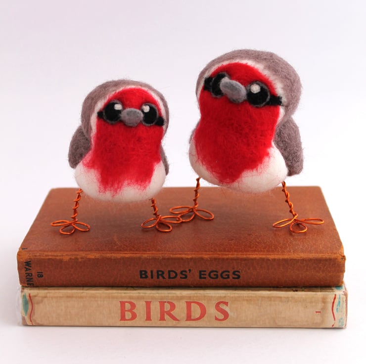 Needle Felted Robin Bird Decoration - Large Robin - Folksy