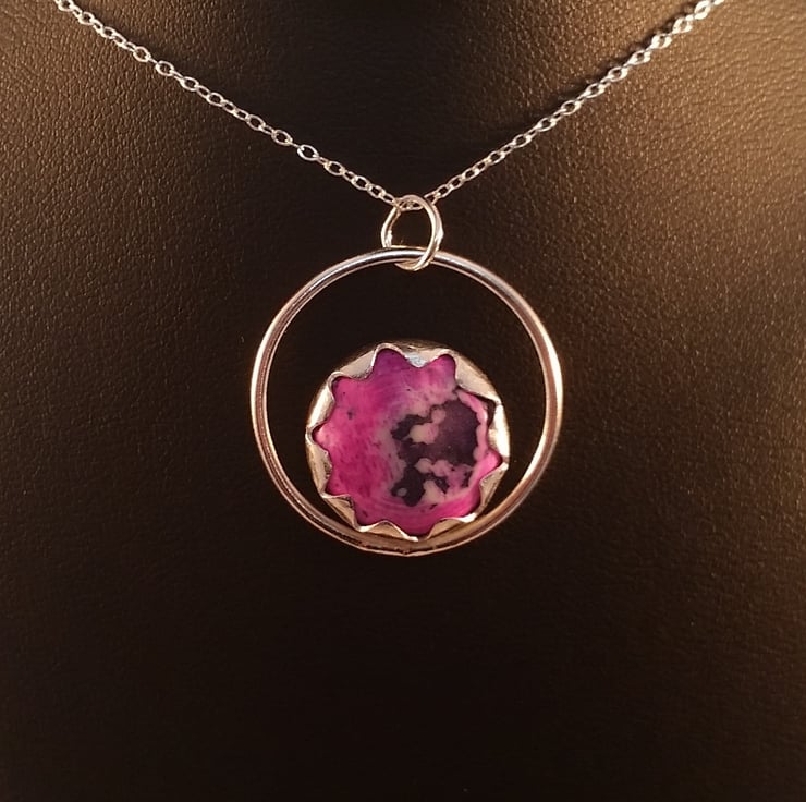 Sterling Silver Purple Ocean Jasper Ring Necklace - Folksy