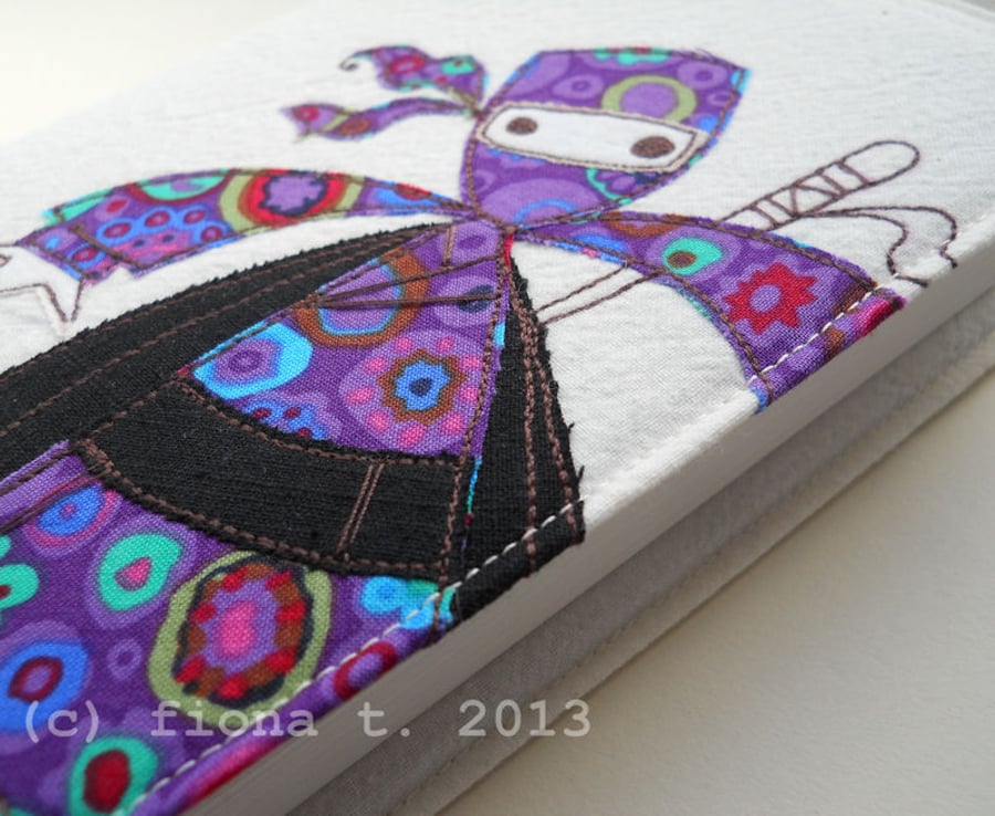 embroidered ninja notebook - Folksy
