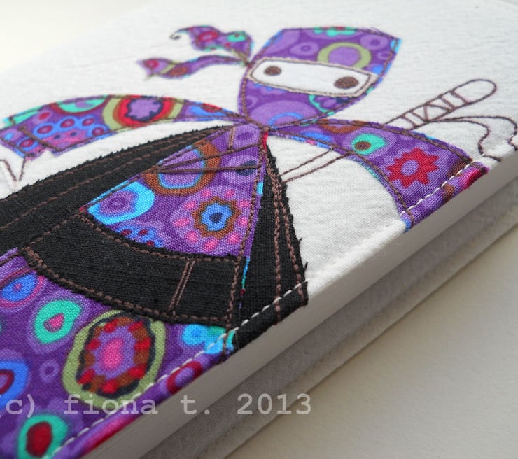 embroidered ninja notebook - Folksy