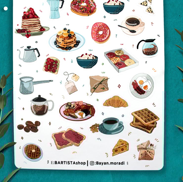Breakfast Sticker sheet, Breakfast planner stic... - Folksy