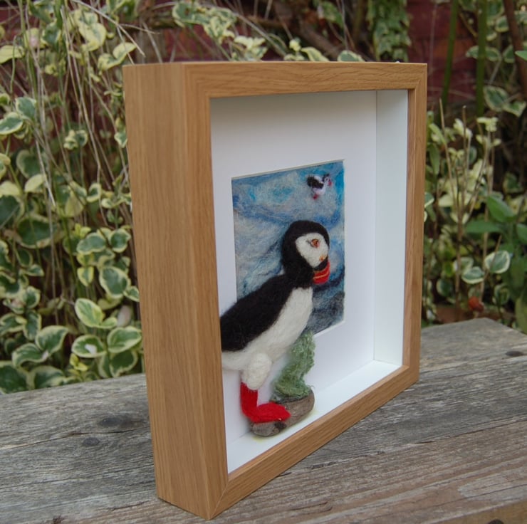 Needle felted Puffin 3d picture - Folksy
