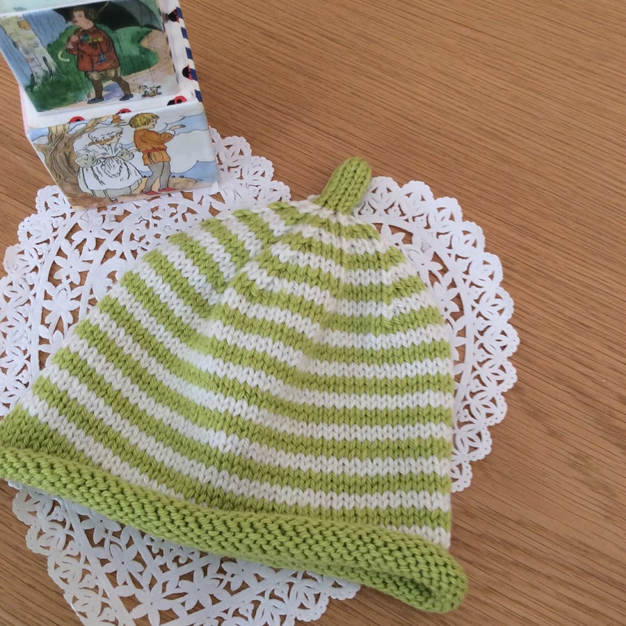 Hand Knitted Baby Beanie - Folksy