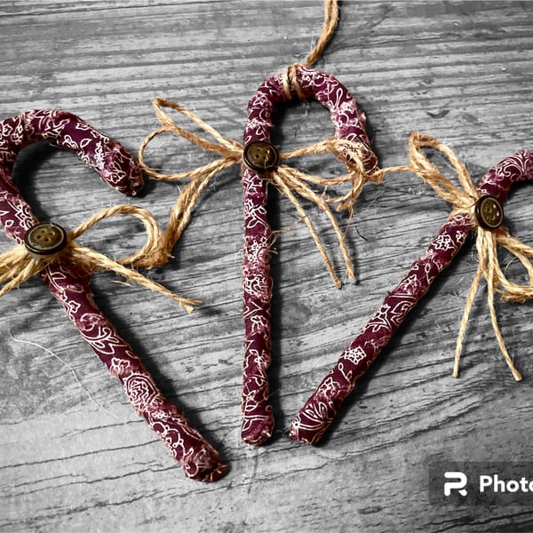 Rustic Candy Cane, Christmas Decoration, Primit... - Folksy