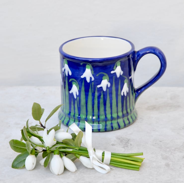 Snowdrop Country Mug - Hand Painted - Folksy