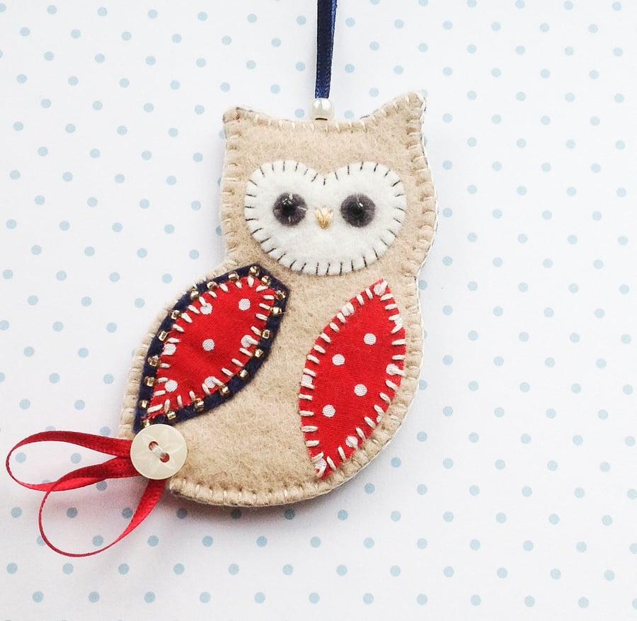 Christmas Owl Decoration - Folksy