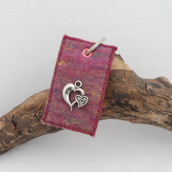 Felted key ring - "hearts" - Folksy