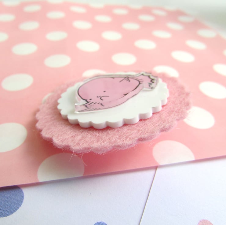 brooch - grumpy blobfish - hand painted brooch pin - Folksy