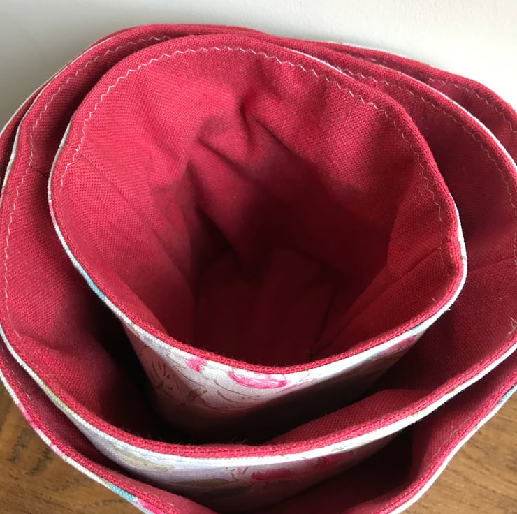 3 nesting fabric storage baskets - Folksy