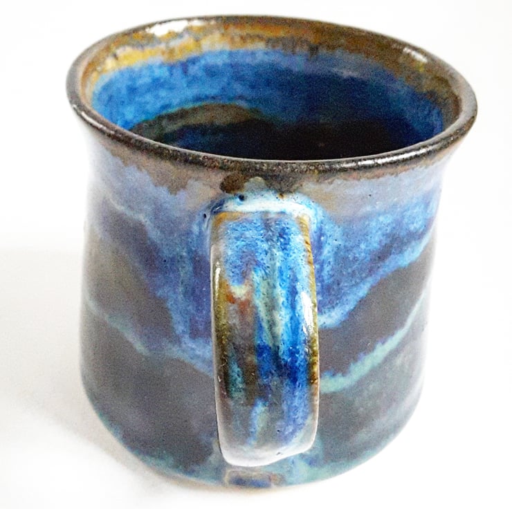 Ceramic Mug in Blue Glazes - Folksy