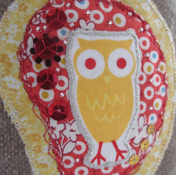 Pretty Handmade Owl Gift Bag. Rustic Tweed Text... - Folksy