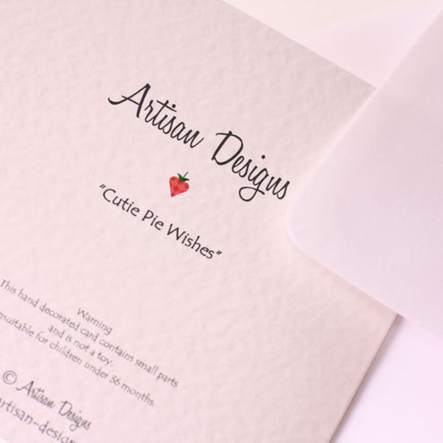 Cutie Pie Wishes Blank Greetings Card - Folksy