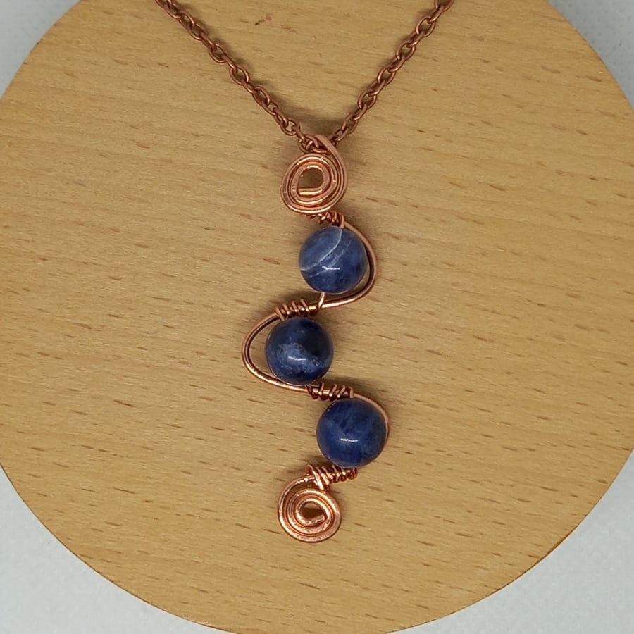 Sodalite and Copper Loop Pendant - Folksy