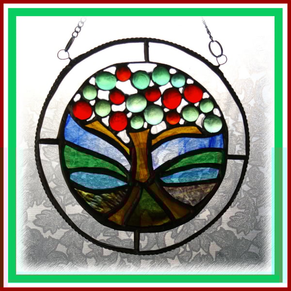 Apple Tree Stained Glass Handmade in Britain Su... - Folksy