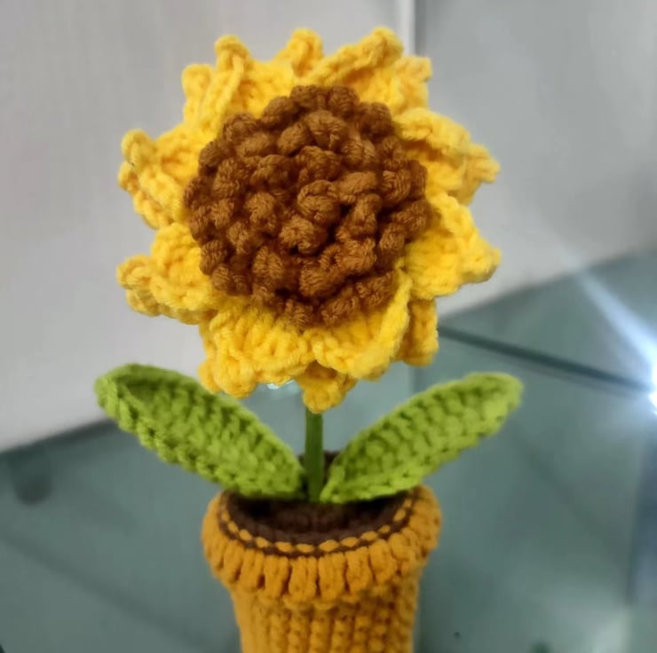 Artisanal Crochet Yarn: Vibrant Sunflower Potte... - Folksy
