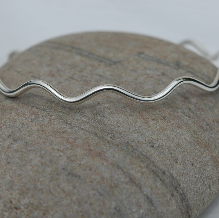Sterling Silver Ocean Wave Bangle, B71 - Folksy