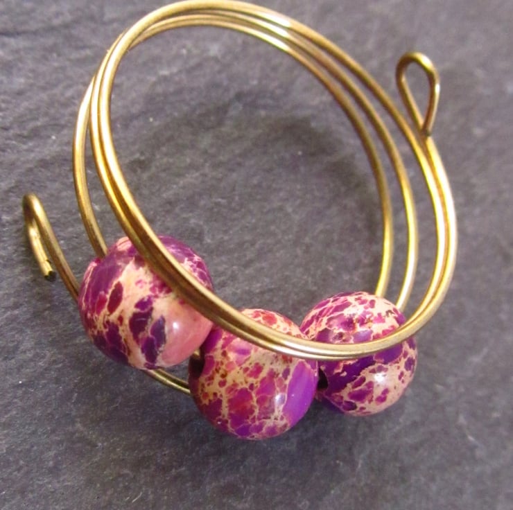 Purple Jasper Rose Gold Memory Wire Ring, Purpl... - Folksy