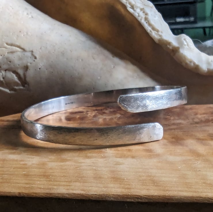 Sterling Silver Bangle, textured design - Folksy