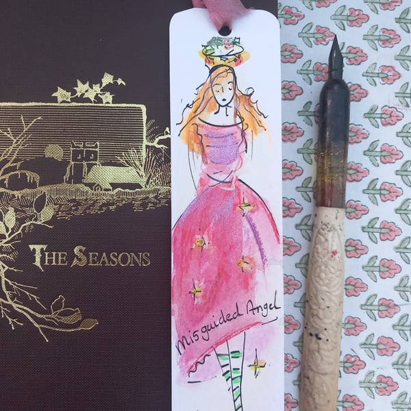 Hand drawn book mark 'misguided angel' - Folksy