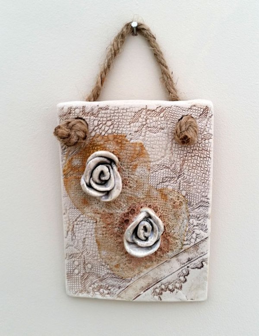 Natural Roses Ceramic Plaque - Folksy