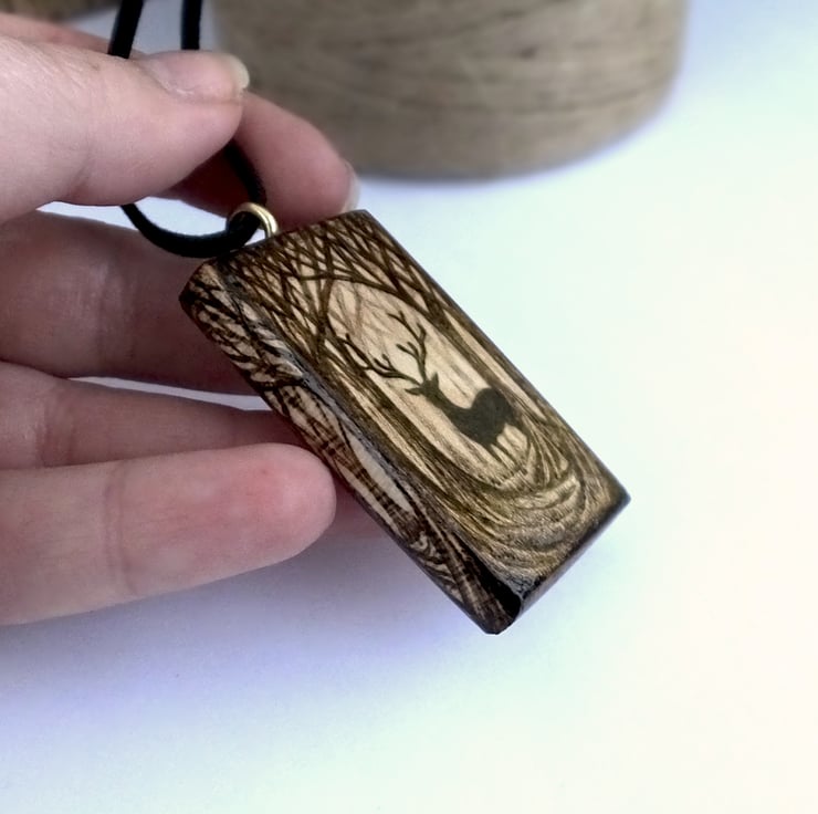 Woodland stag, chunky wooden pyrography deer pe... - Folksy