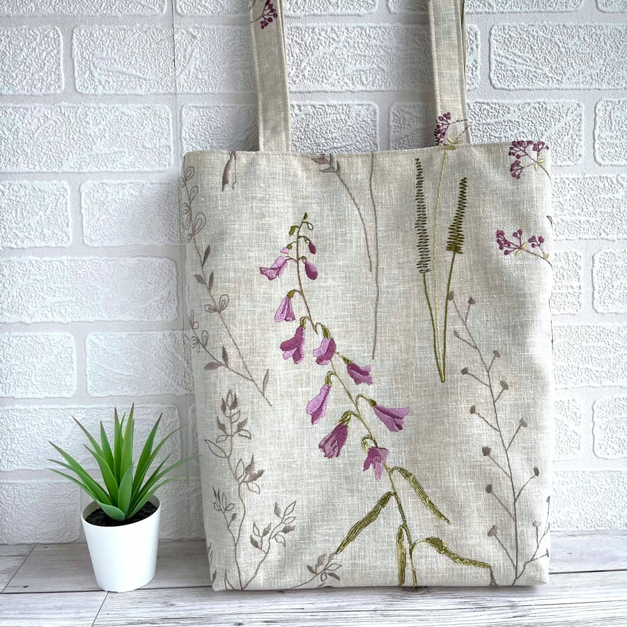 Cottage Garden Tote Bag with Embroidered Pattern - Folksy