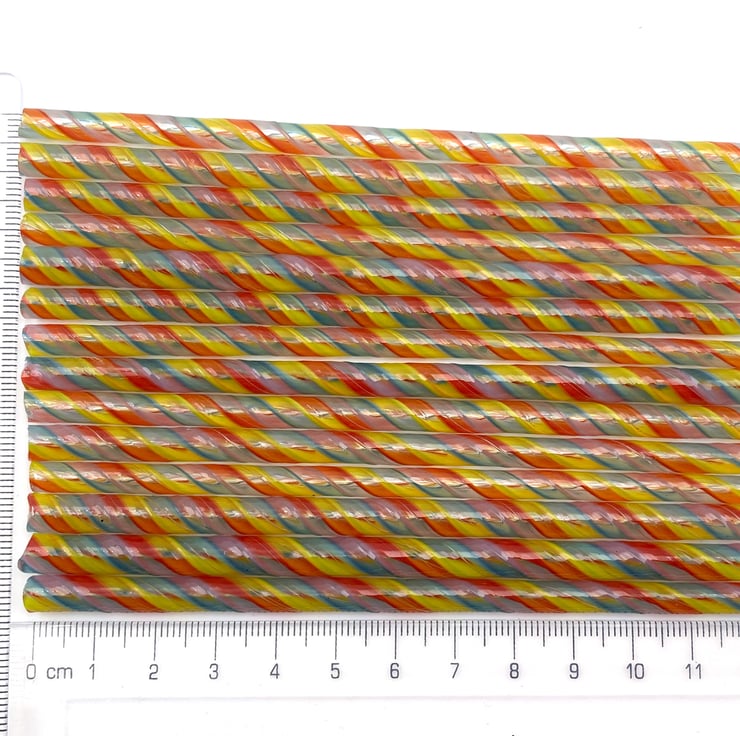 Twisted cane 12cm lacy Rainbow pack Bullseye 90... - Folksy
