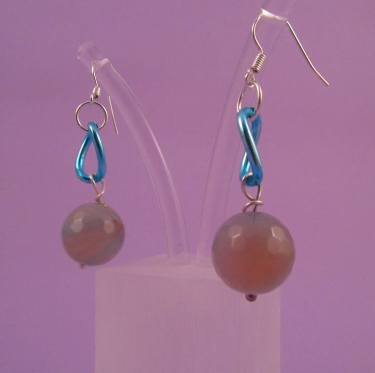 Ocean Blue Agate Dangle Earrings - Folksy