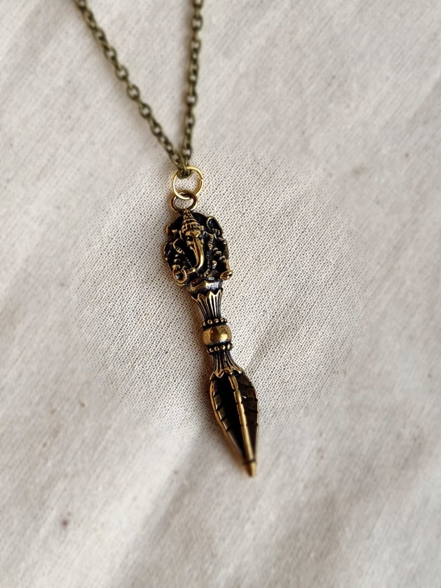 Brass Ganesh Purbha Amulet necklace on chain ph... - Folksy
