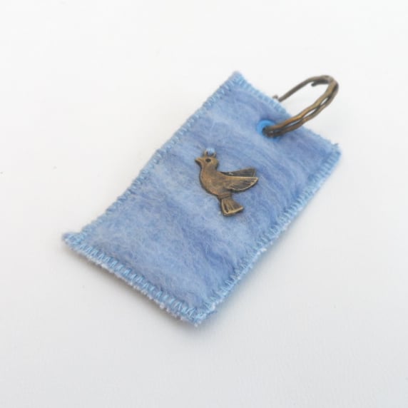 Felted key ring - "bird" - Folksy
