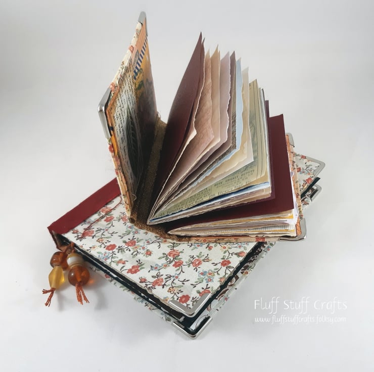 Set of 2 small notebooks, junk journals, handmade - Folksy
