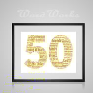 Personalised 50th Birthday Word Art Design Word... - Folksy