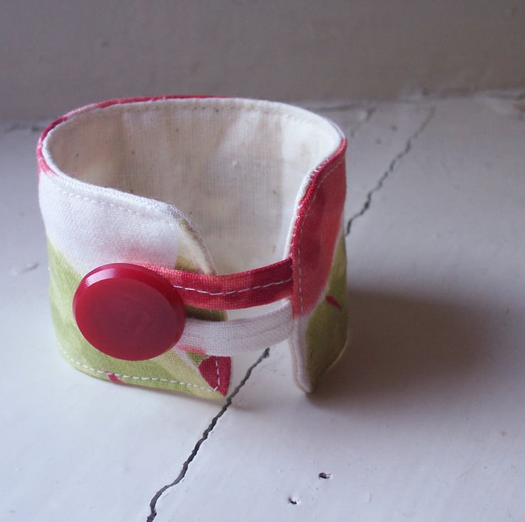 Hand embroidered textile cuff with ladybird and... - Folksy